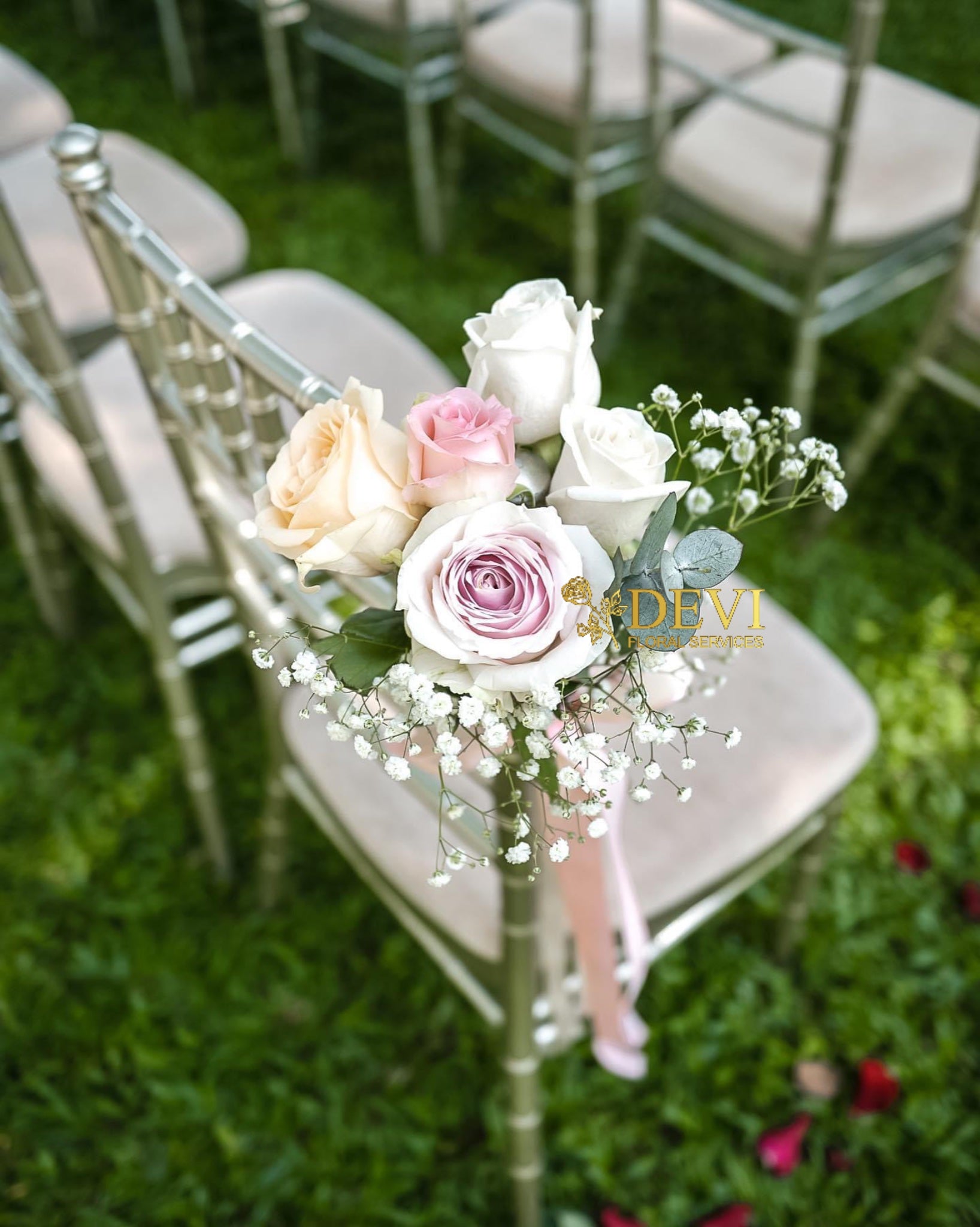 Chair Flowers - Pastels - Devi Flowers, wedding flowers, fresh flowers ...