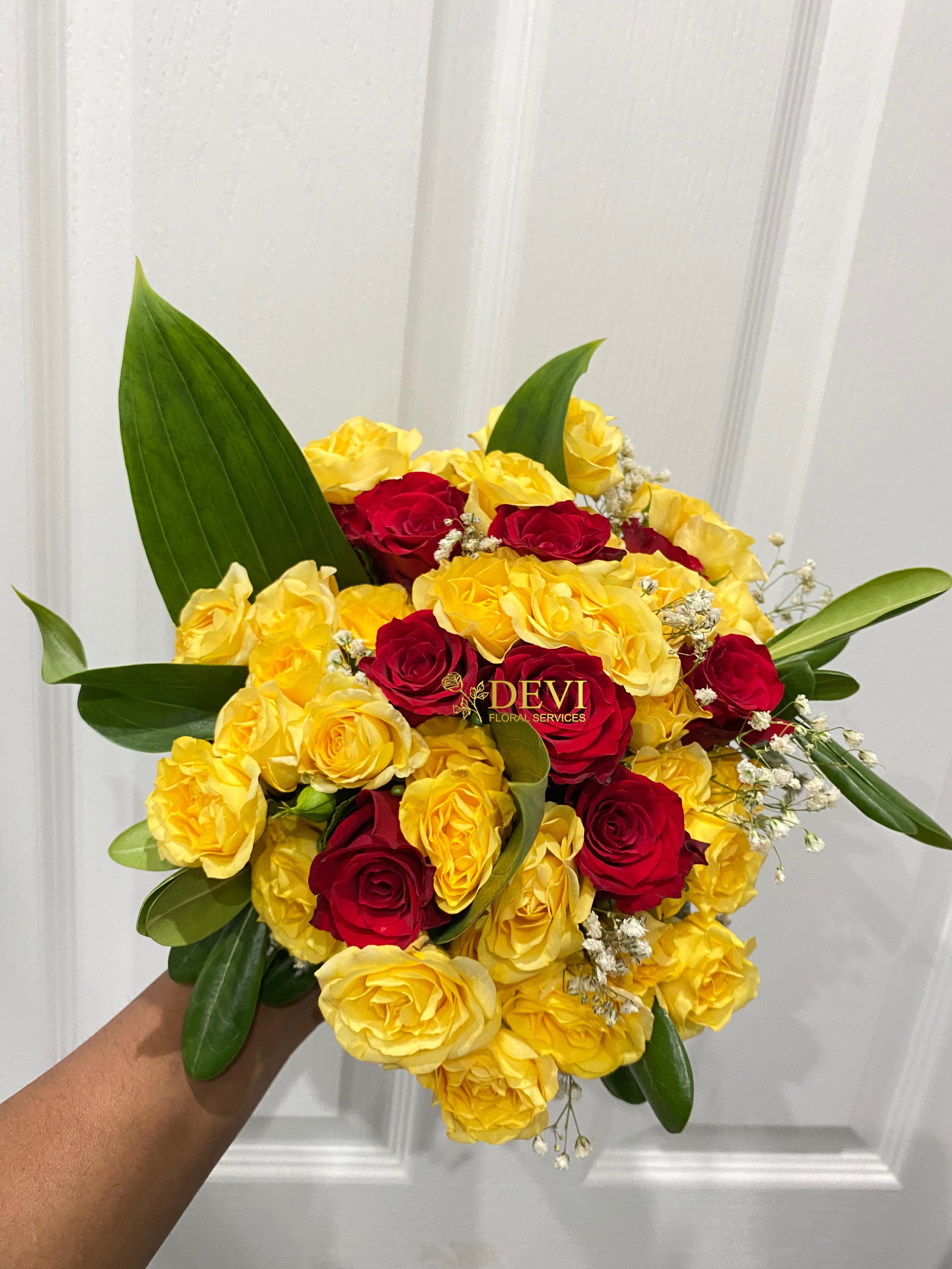 Devi Flowers - Red and Yellow Bouquet, Bridal bouquets, Wedding bouquets